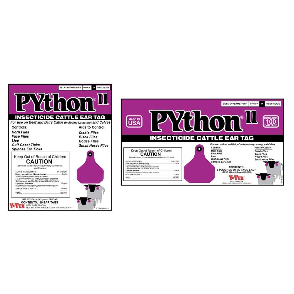 Python II Insecticide Cattle Ear Tags - Pet Supplies online store