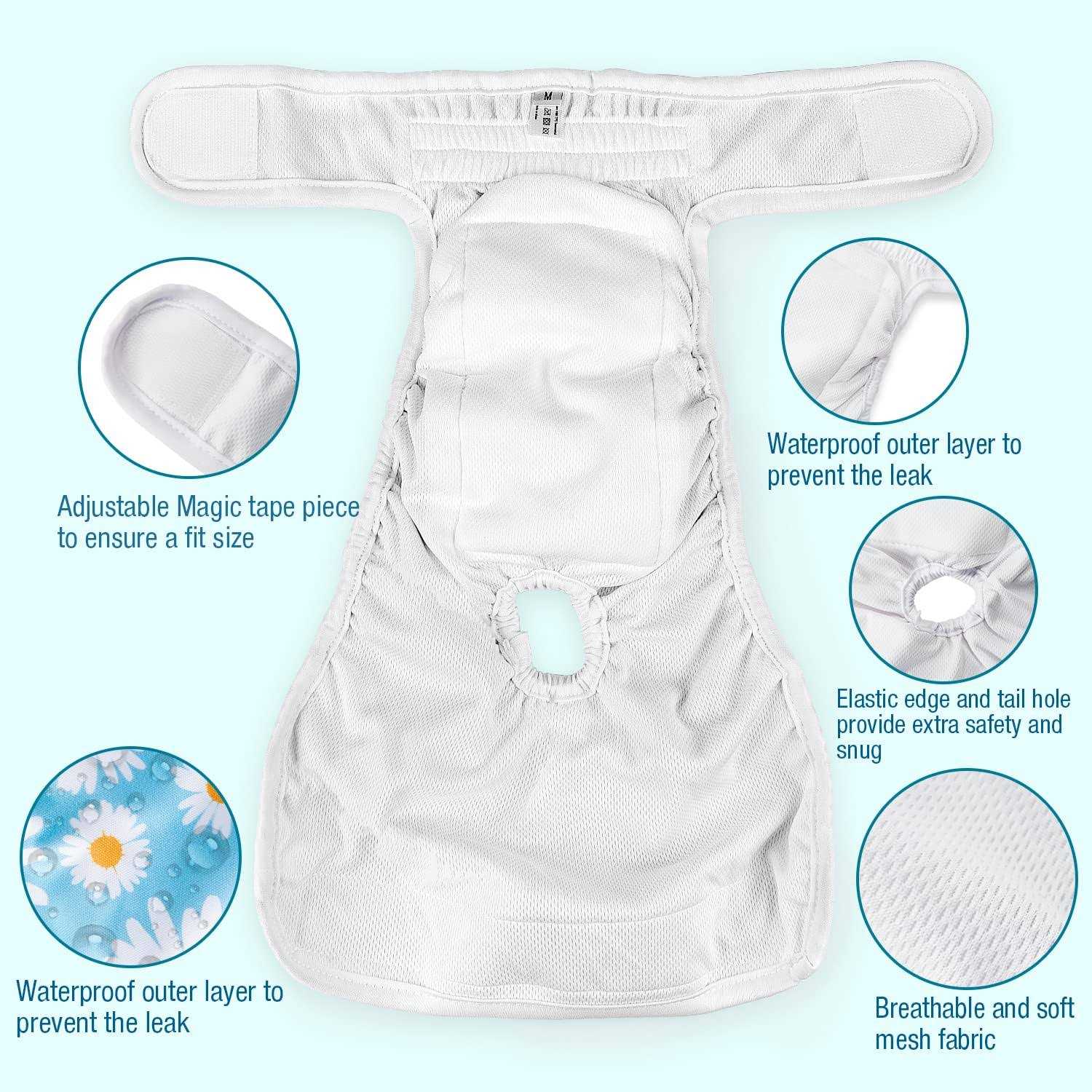 Pet Soft Washable Female Diapers Female Dog Diapers Comfort Reusable ...
