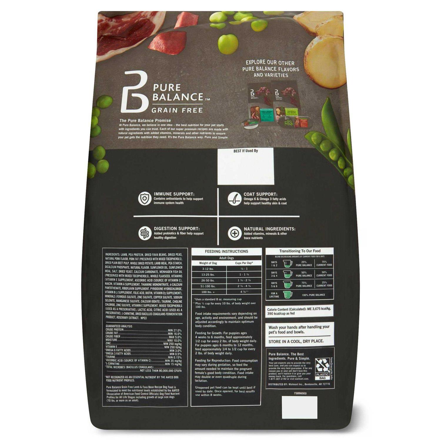 Pure Balance Grain Free Lamb & Fava Bean Recipe Dog Food - Pet Supplies ...