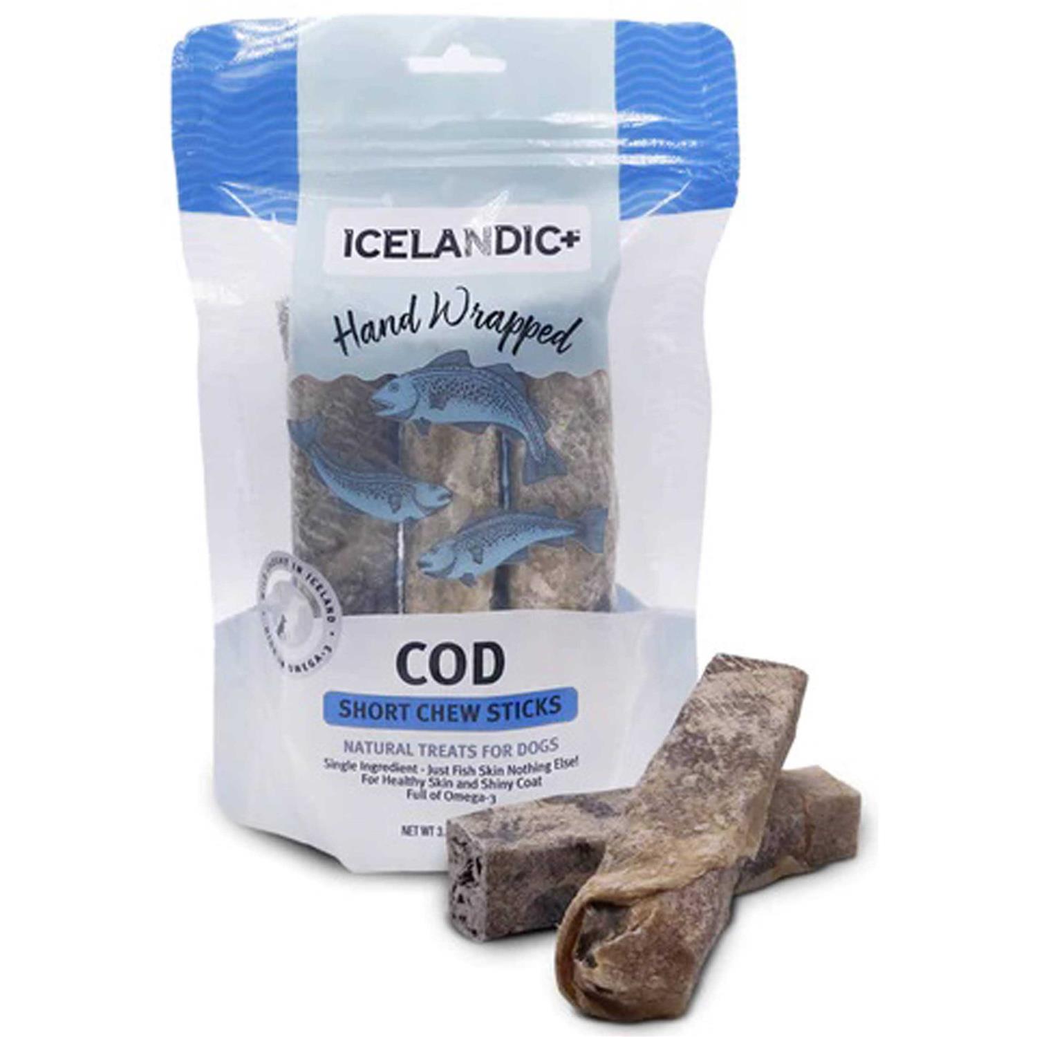 Icelandic+ Hand Wrapped Cod Skin Short Chew Stick Dog Treats - Pet ...