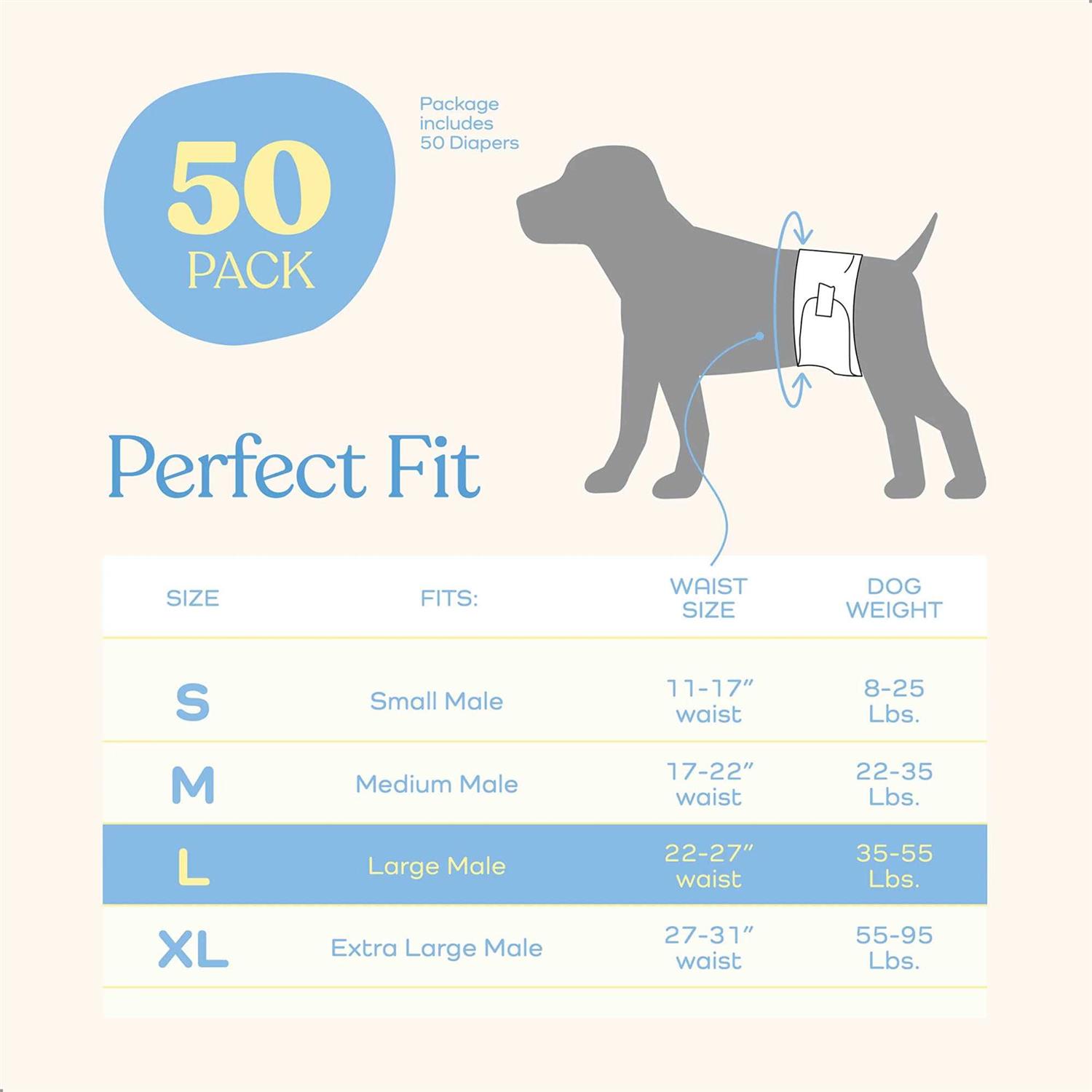 Pitpet Comfortable Male Dog Diapers 30-Pack Super Absorbent Disposable ...